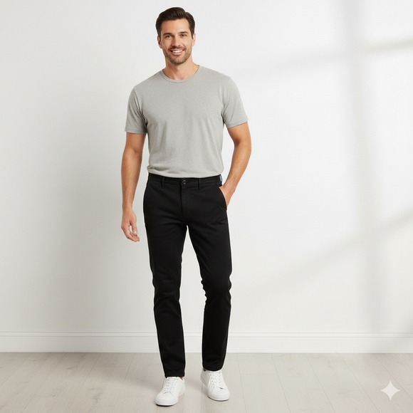 Zara | Pants | Zara Man Basic Collection Slim Fit Chinos Black Trousers ...